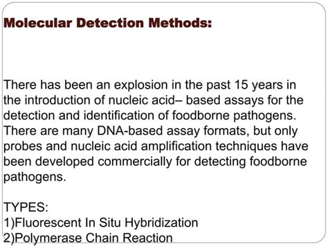 Rapid Methods Of Detection Of Food Borne Pathogens Pptx Chemistry