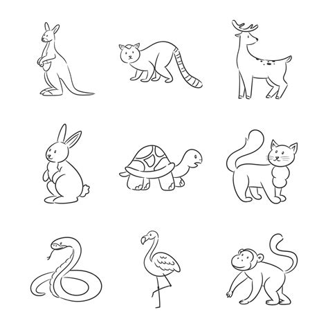 Simple Line Drawings Of Animals
