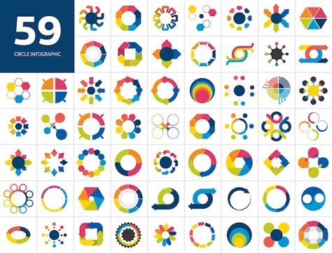 Мега набор круговых инфографических элементов диаграммы диаграммы Премиум векторы