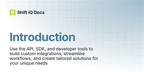 Introduction Developers Shift Iq Docs