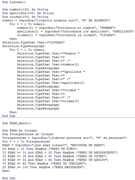 Visual Basic usando las macros de Word Tecnología e Informática