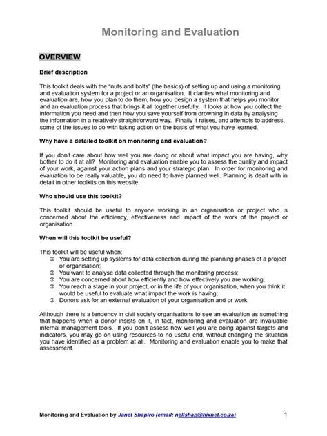 Monitoring And Evaluation W Pdf Evaluation Monitoring And Evaluation