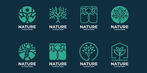 Linear Style Tree Logo Set 7958136 Vector Art At Vecteezy