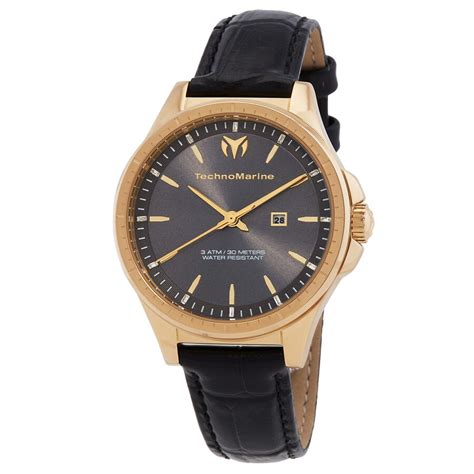 Technomarine Moonsun Date Quartz Charcoal Dial Ladies Watch Tm 822044