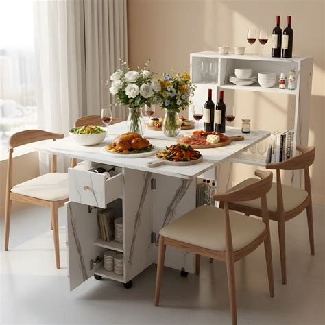 Sesslife Multifunctional Folding Dining Table For 4 6 People Extendab