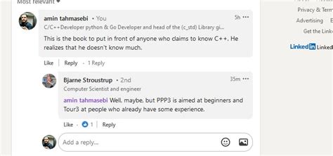 Amin Tahmasebi On Linkedin عذر میخوام ولی پشمام یهوو الان دیدم استراستروپ خالق Cpp زیر کامنتم