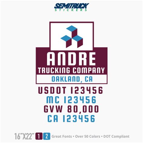 Custom Semi Truck Stickers And Decals Custom Usdot Mc Ca Numbers