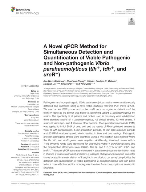 Pdf A Novel Qpcr Method For Simultaneous Detection And Quantification Of Viable Pathogenic And