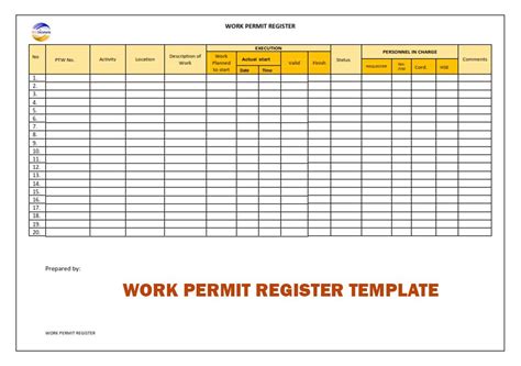 Work Permit Register Template Safe System Of Work Work Plans How To