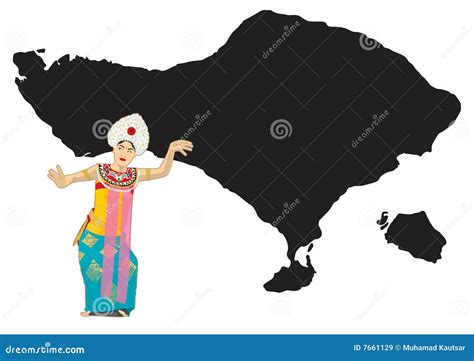 Balinese Dancer And Map Of Bali In Stock Illustration Illustration Of
