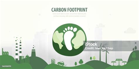 녹색 에코 시티와 탄소 발자국 개념 환경과 생태 지속 가능한 개발 개념 벡터 그림입니다 도시에 대한 스톡 벡터 아트 및 기타 이미지 Istock