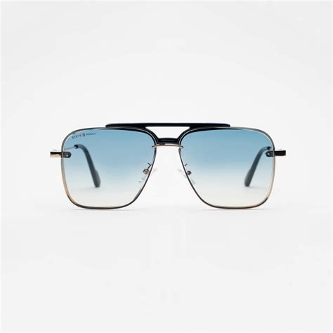 Kennedy Gold Metal Gradient Blue Sunglasses Steve Hudly