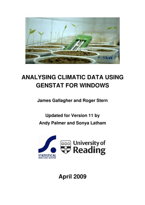 pdf analysing climatic data using genstat for windows