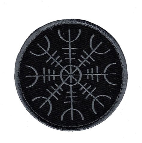 Viking Compass Vegvisir Patch Embroidered Hook Blackgrey Miltacusa