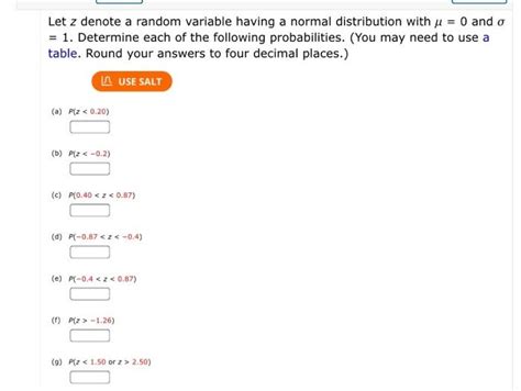solved let z denote a random variable having a normal