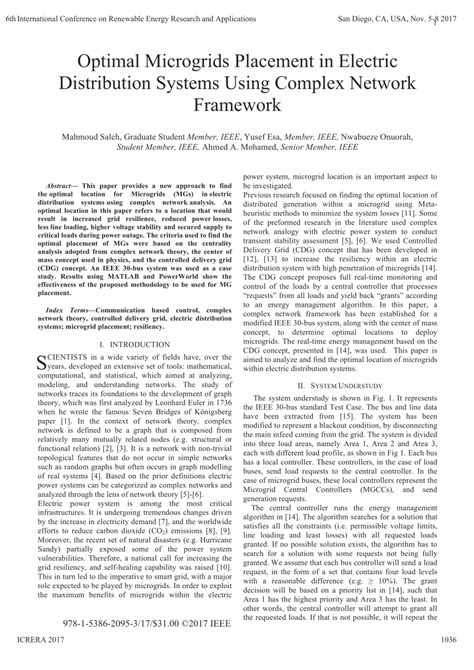 Pdf Optimal Microgrids Placement In Electric Distribution Systems