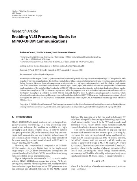 Pdf Enabling Vlsi Processing Blocks For Mimo Ofdm Communications