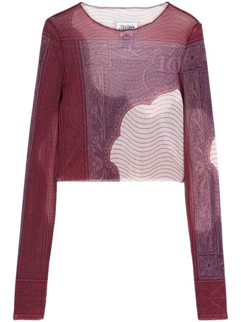 Jean Paul Gaultier Long Sleeve Mesh Crop Top Red Farfetch Mesh Crop Top Top Outfits Jean