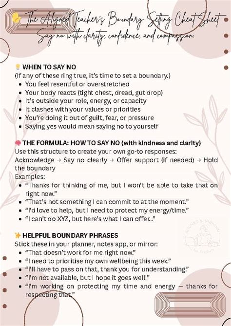 The Aligned Teachers Boundary Setting Cheat Sheet Tpt