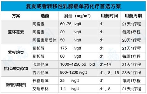 复发转移性乳腺癌单药化疗首选方案 NCCN 指南速查 丁香园