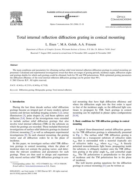 Total Internal Reflection Diffraction Grating In Conical Mounting Docslib