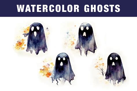 Watercolor Ghosts Set Of 4 Graphic By Alavays · Creative Fabrica