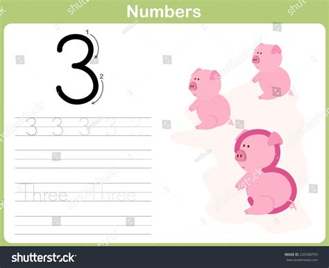 Number Tracing Worksheet Writing 09 Stock Vector Royalty Free 220398793