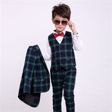 Торжественные школьные костюмы для мальчиков с цветочным узором для свадьбы фирменный клетчатый