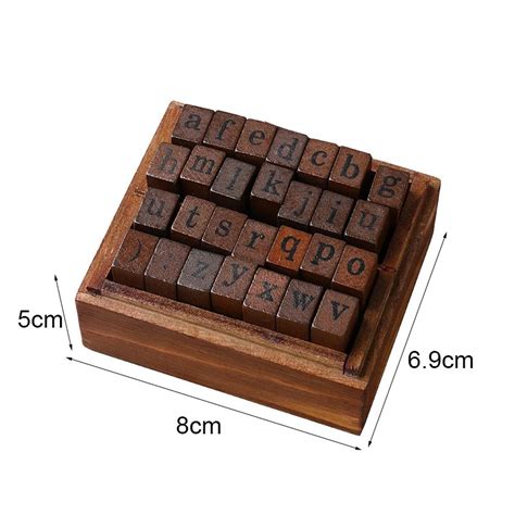E13 28pcsset Vintage Wooden Alphabet And Number Diary Handbook Diy
