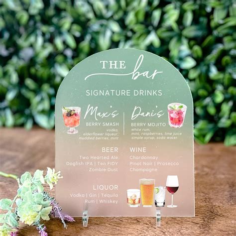 Custom Wedding Signature Drink Sign Bar Menu Sign Wedding Etsy