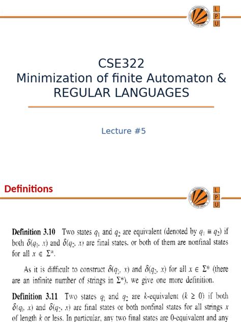 Automata Class Notes Minimization Pdf