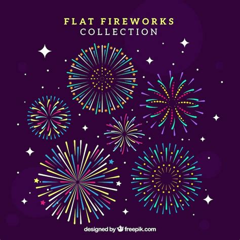 Premium Vector Collection Of Firework In Flat Design