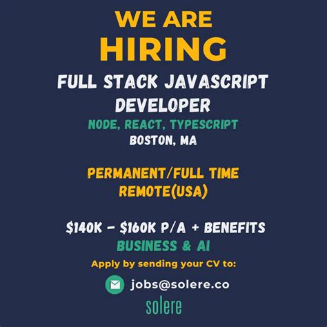 Solere On Linkedin Techjobs Joinus Airevolution Fullstackdeveloper Javascript Node