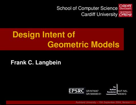 Design Intent Of Geometric Models Ex Tenebris Scientia