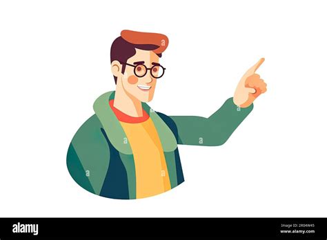 Happy Man In Glasses Pointing Finger Up Indicating Good Idea Creative