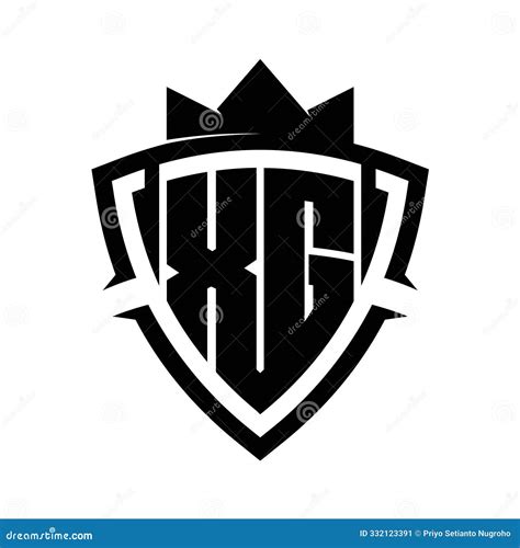 En Letter Bold Monogram Triangle Curve Shield Shape With Crown Black And White Background Color