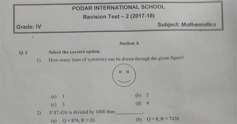 Pis Baroda Std 4 Grade 4 Math Revision Work Sheet