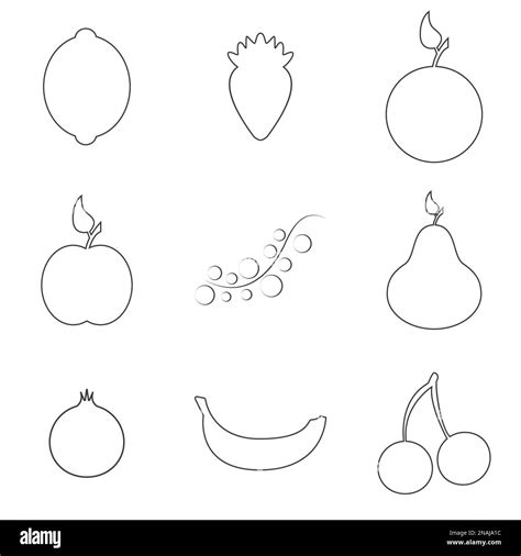Set Of Objects On The Theme Of Fruit Stock Vector Image And Art Alamy