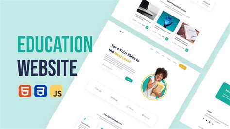 responsive e learning website landing page using html css and javascript youtube