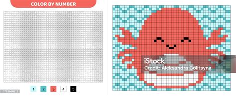 게 스퀴시멜로 숫자로 색칠하기 픽셀 색칠 공부 번호가 매겨진 사각형 아이들을 위한 게임 게에 대한 스톡 벡터 아트 및 기타 이미지 Istock