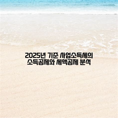 2025년 기준 사업소득세의 소득공제와 세액공제 분석