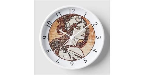 Pretty Women Alphonse Mucha Clock Zazzle