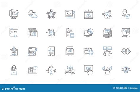 Mobile Marketing Line Icons Collection Sms Qr Code App Push Notification Geofencing
