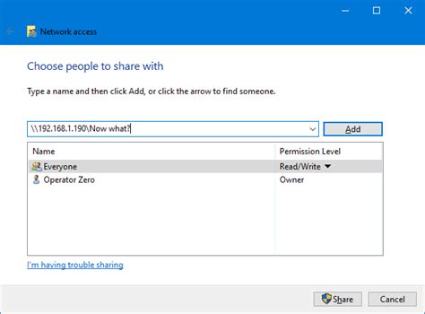 windows 10 shared folder give access to specific users by ip