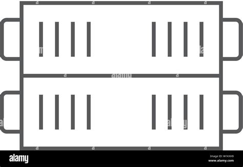 Server Rack Icon In Thin Outline Style Computer Data File Center Hosting Cloud Transfer Stock