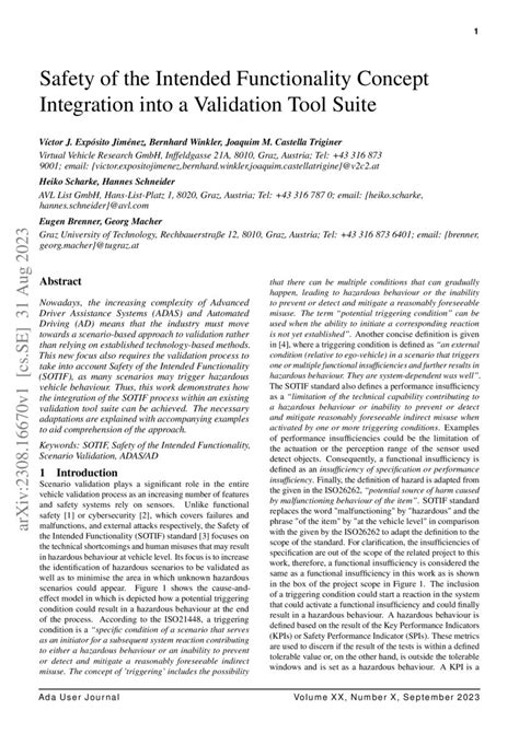 Safety Of The Intended Functionality Concept Integration Into A