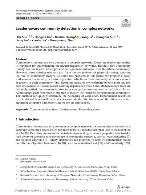 Leader Aware Community Detection In Complex Networ Pdf Cluster Analysis Vertex Graph Theory