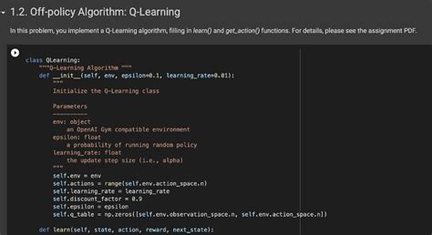 12 Off Policy Algorithm Q Learning 28pts An