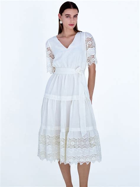 Summer White Lace Midi Dress
