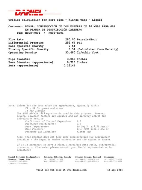 Orifice Bore Size Calculation For Liquids Pdf Home And Garden